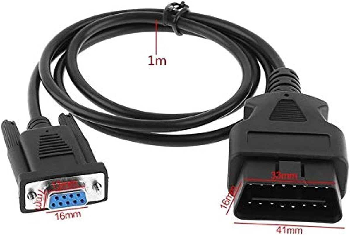 OBD-II 16Pin Male to DB9 RS232 Auto Vehicle Extension Connector Cable ...