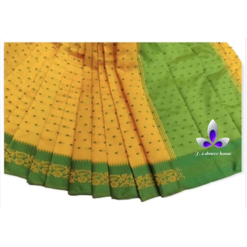 Tangile yellow jamdani sharee green combination - Sari | Daraz.com.bd