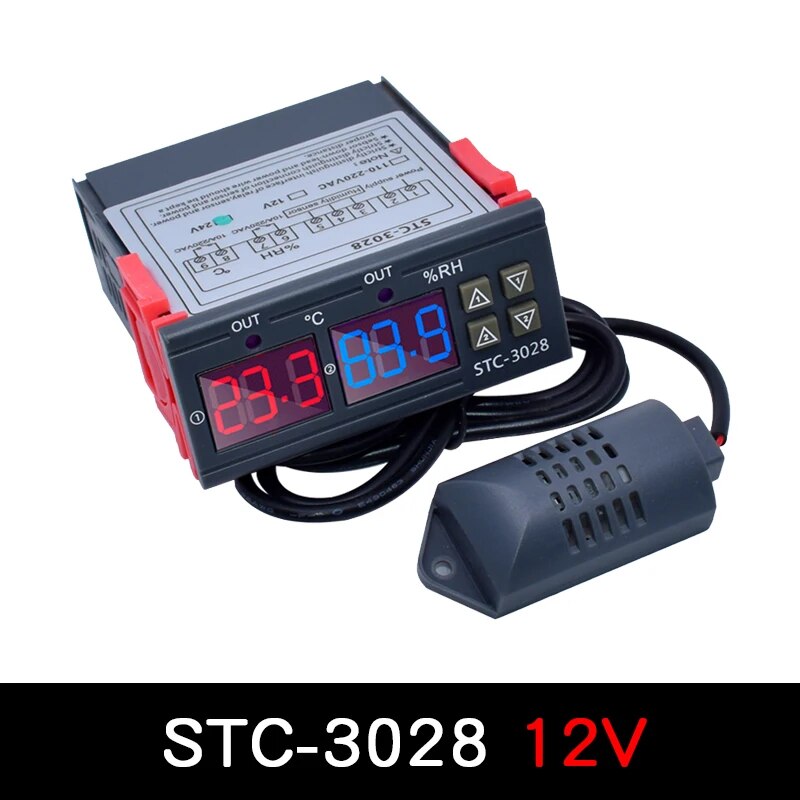 12V 24V 220V 10A STC-3028 Digital Temperature Humidity Meter Thermostat Dual Display Thermometer ...