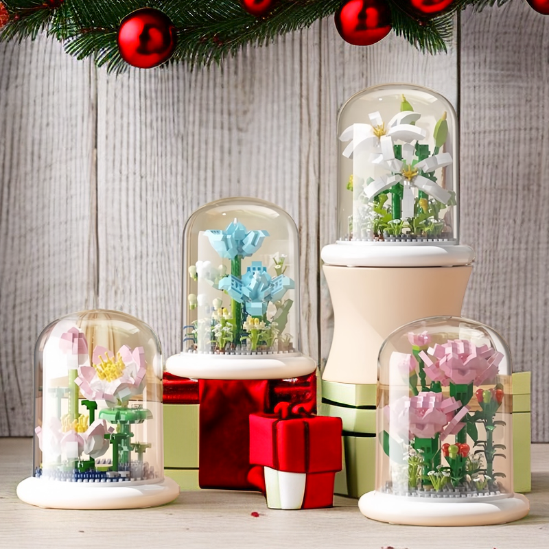 Lego Set DIY romantic flower（LED） display box desktop decoration girl ...