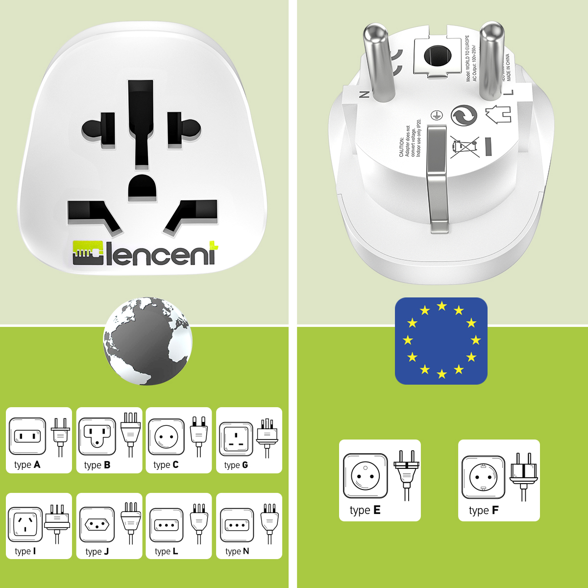 Lencent 2 x Bangladesh/International Plug to Bangladesh/European EU ...