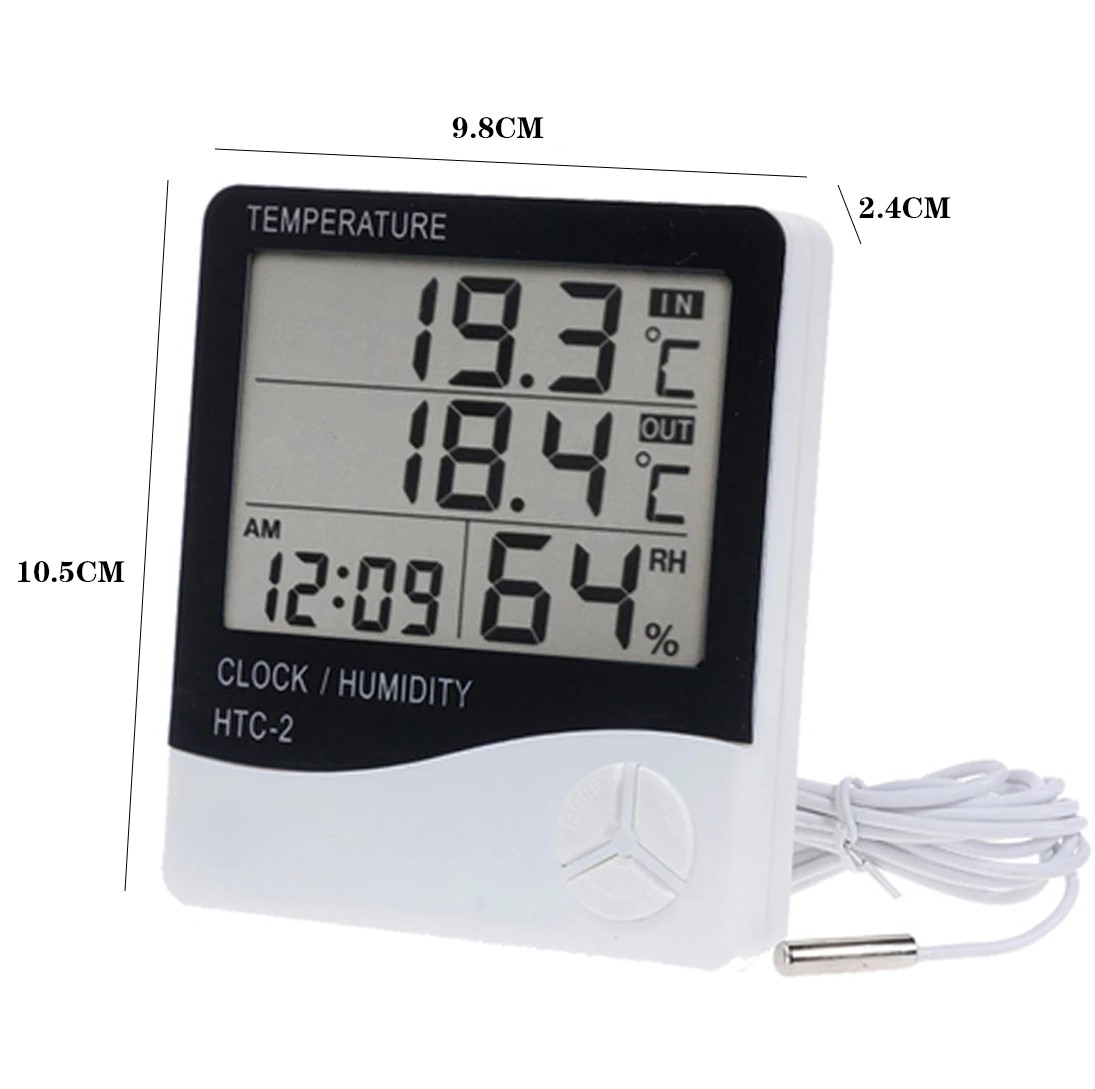 HTC 2 Digital LCD Temperature Meter Humidity Thermometer Hygrometer ...