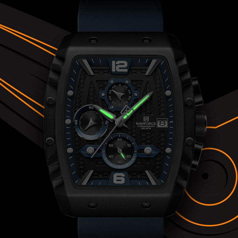 NAVIFORCE 8025 Fashion Multi-function Chronograph Men Watch Silicone ...