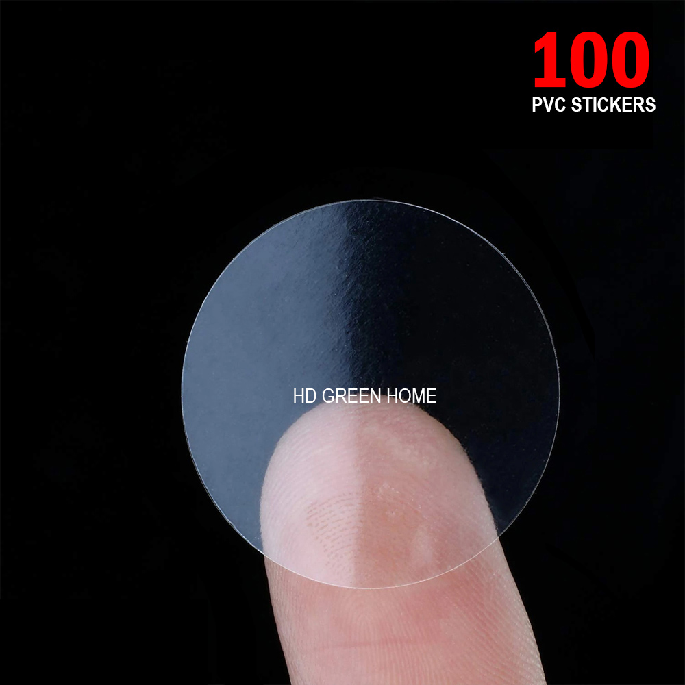 100 pcs x 2.5cm Round Clear PVC Sticker Dot Transparent Box Seal ...
