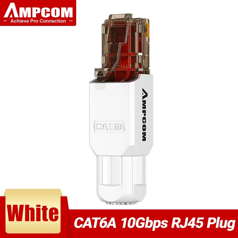 AMPCOM Tool free RJ45 connector, No crimp tool less UTP 1000Mbps CAT6 ...