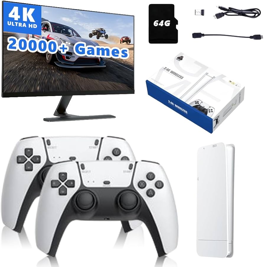 M15 Game Stick 4K Console 64GB with Dual 2.4G Wireless Controllers ...