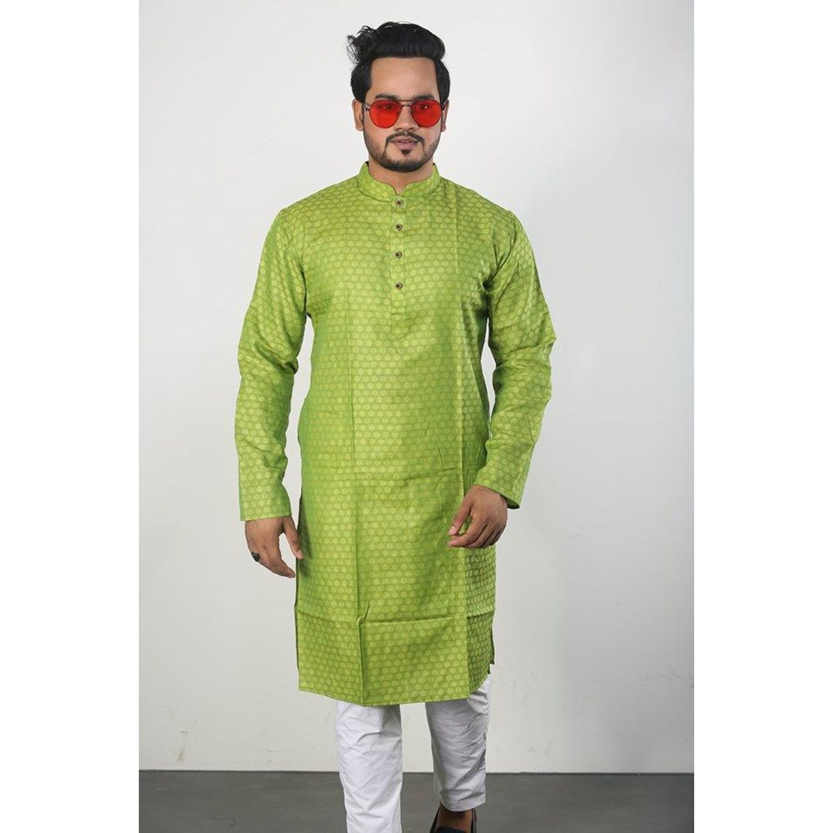 Stylish Green Panjabi For Men / Holuder Panjabi For men's | Low Price ...