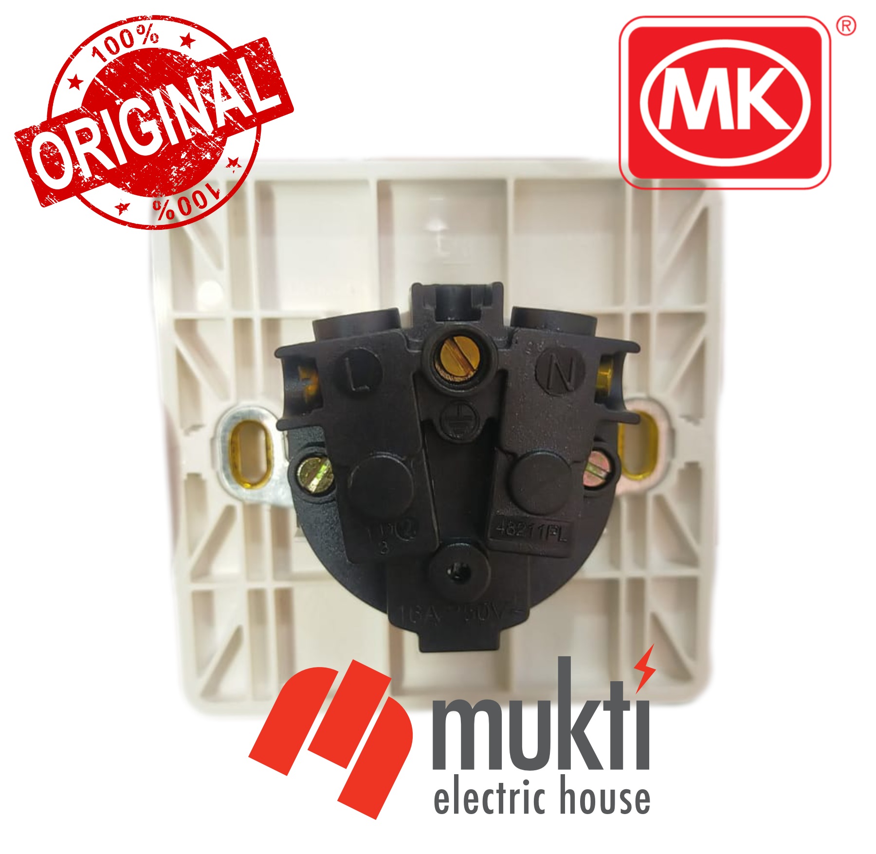 MK Made in Singapore ECORE 16A Two Pin Earthing Socket Combined ...