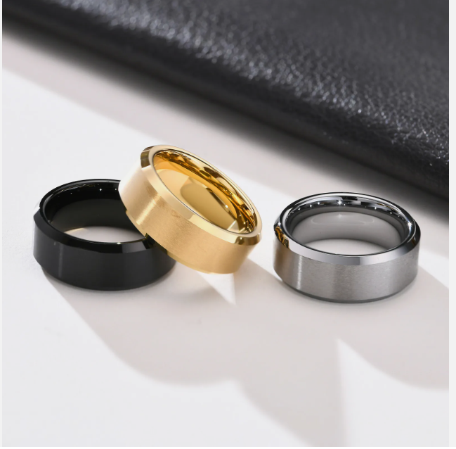 Pure Tungsten Gold Men's Ring Scratch Resistant Simple Fashion Jewelry ...