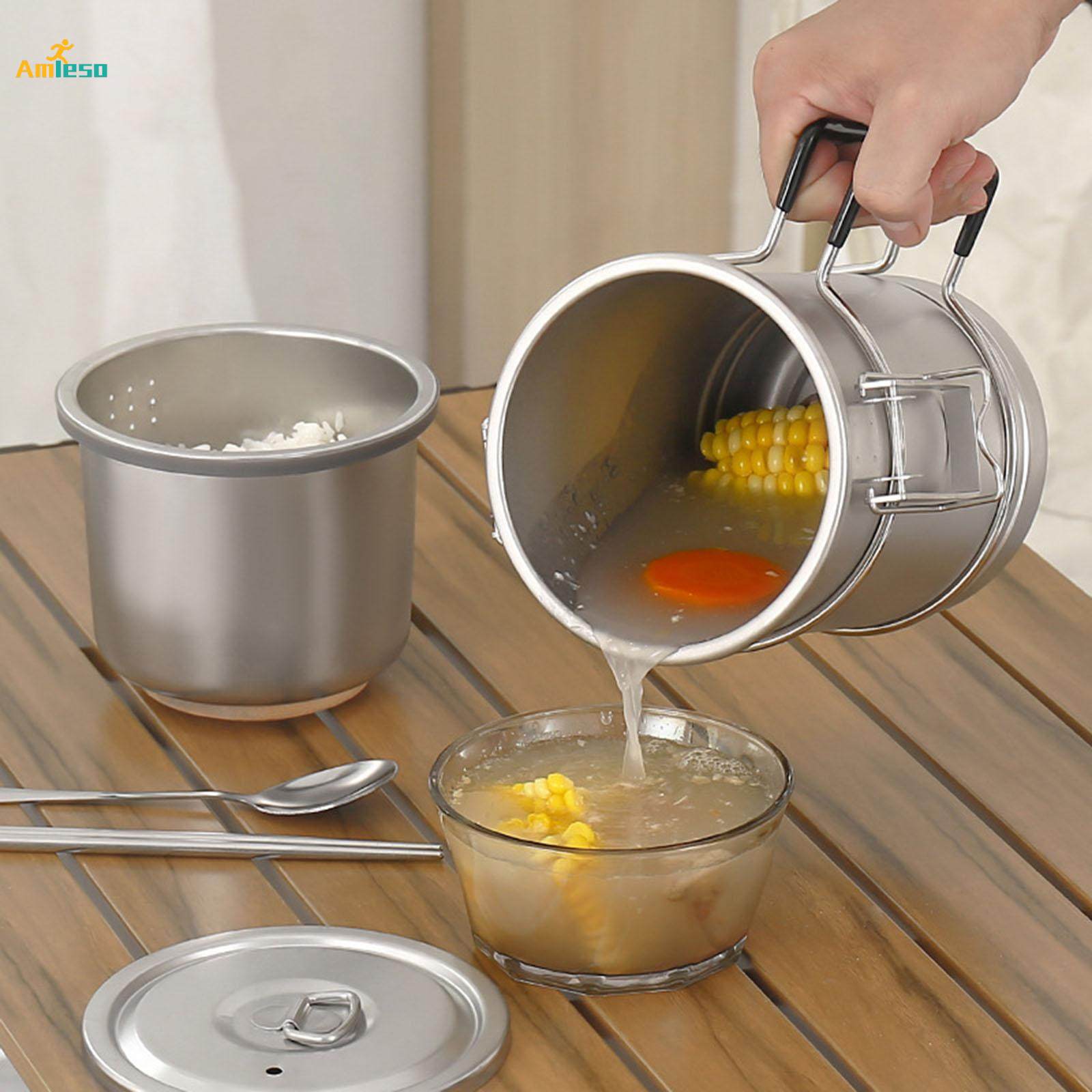 Camping Pot with Storage Pouch Multipurpose Nonstick Frying Pan Outdoor ...