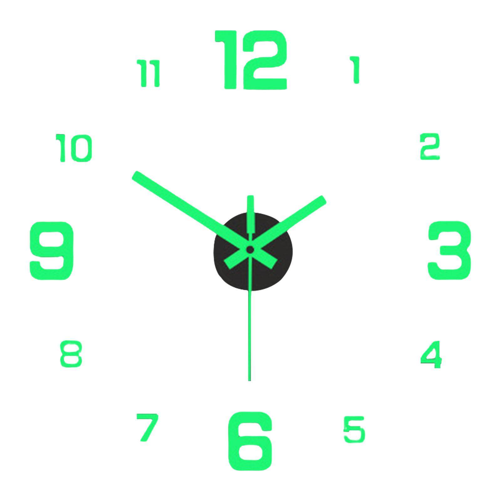 Luminous Frameless Wall Clock Stickers Wall Sticker with Numerals ...