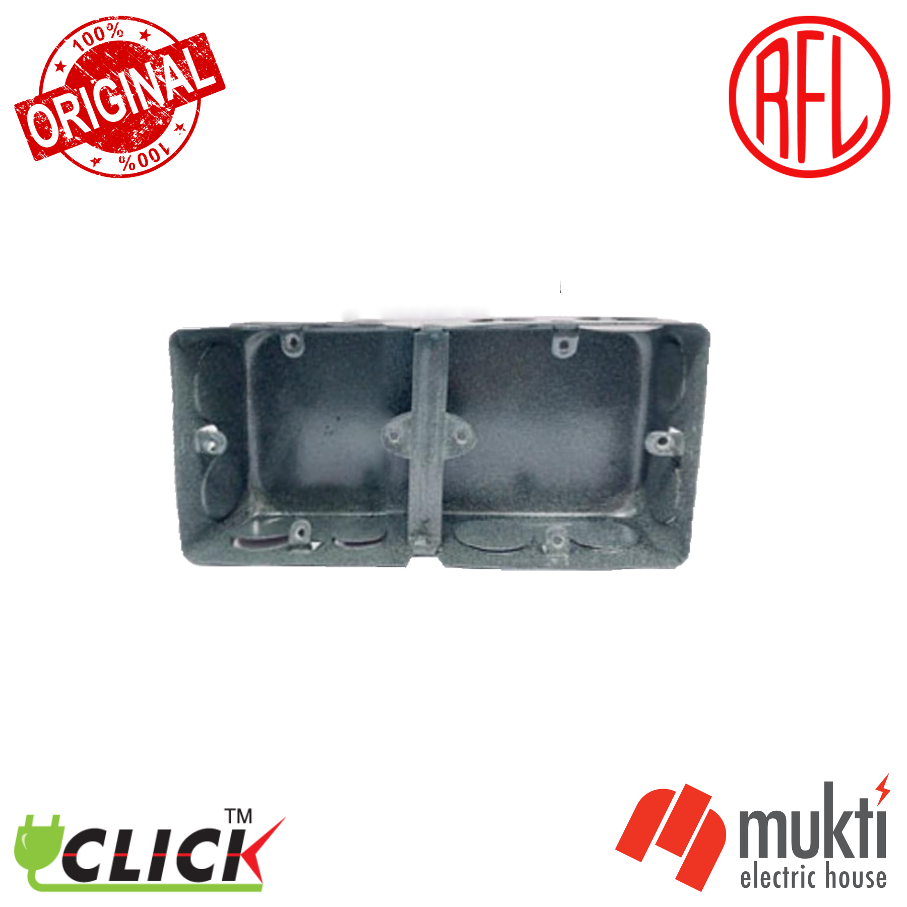 Click Two Gang MK Metal Junction Box for Electrical Single Mold Round ...