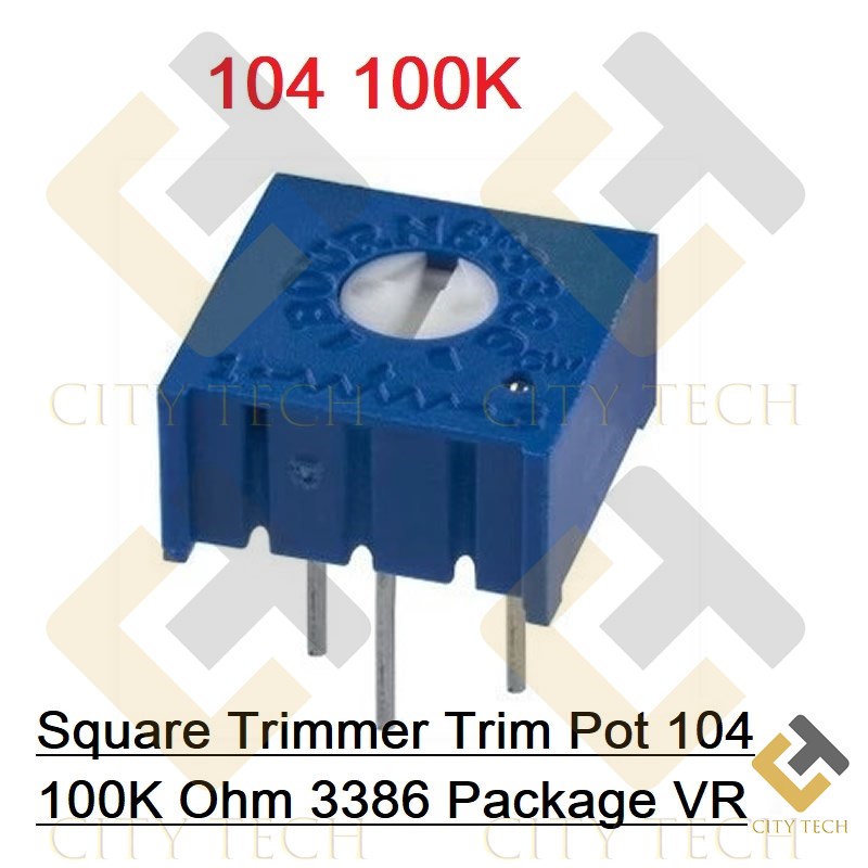 3Pcs- Square Trimmer Trim Pot 104 100K Ohm 3386 Package VR ...