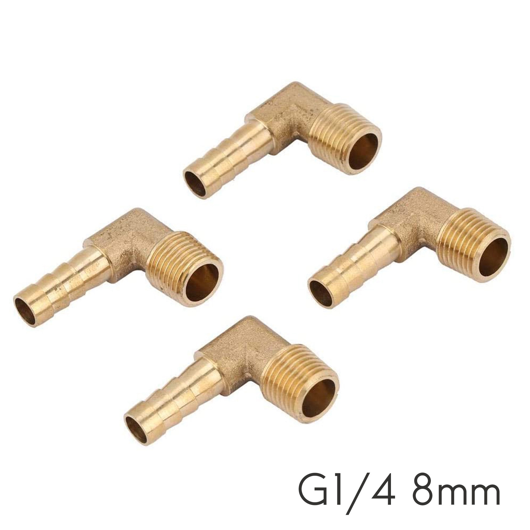 4 PCS Hose Barb Brass Male Elbow Hose Hose Fitting Adapter G1/4 Inch ...