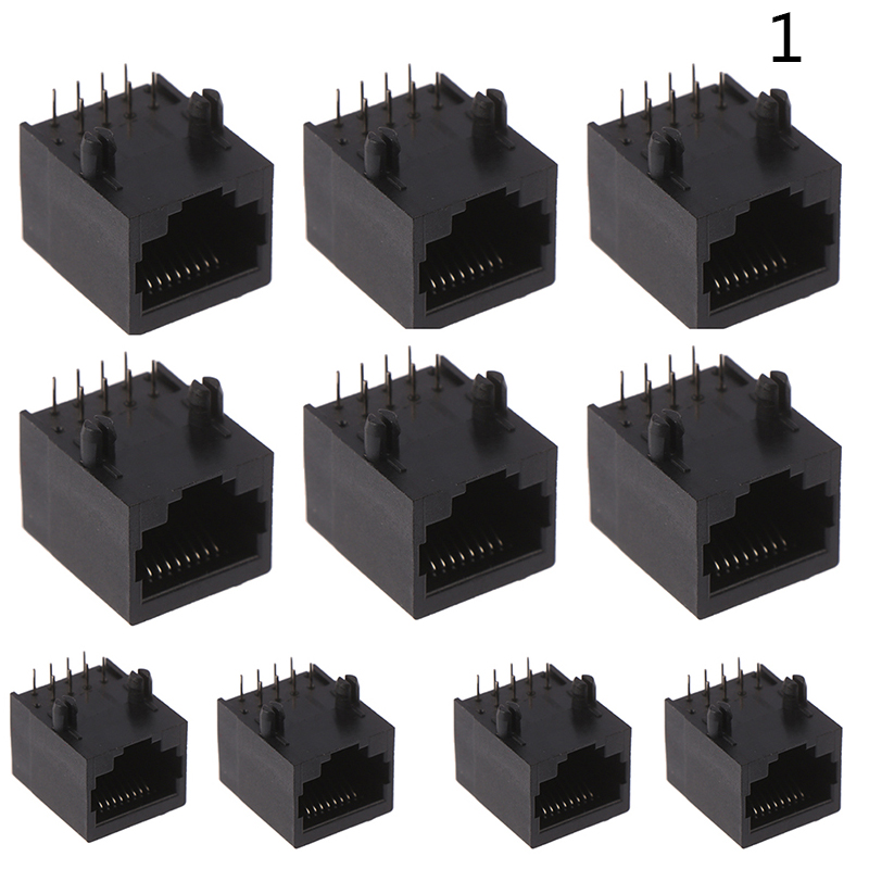 10PCS RJ45 Metal 8 Pin Female PCB Right Angle Board Jack Connector 8P8C ...