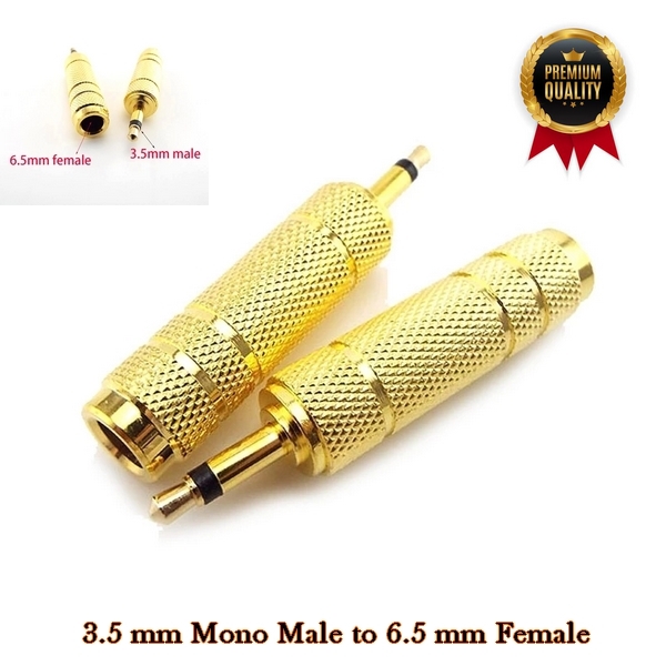 Female PL 6.35mm Jack to Male 3.5mm TS Mono Plug Connector Adapter ...