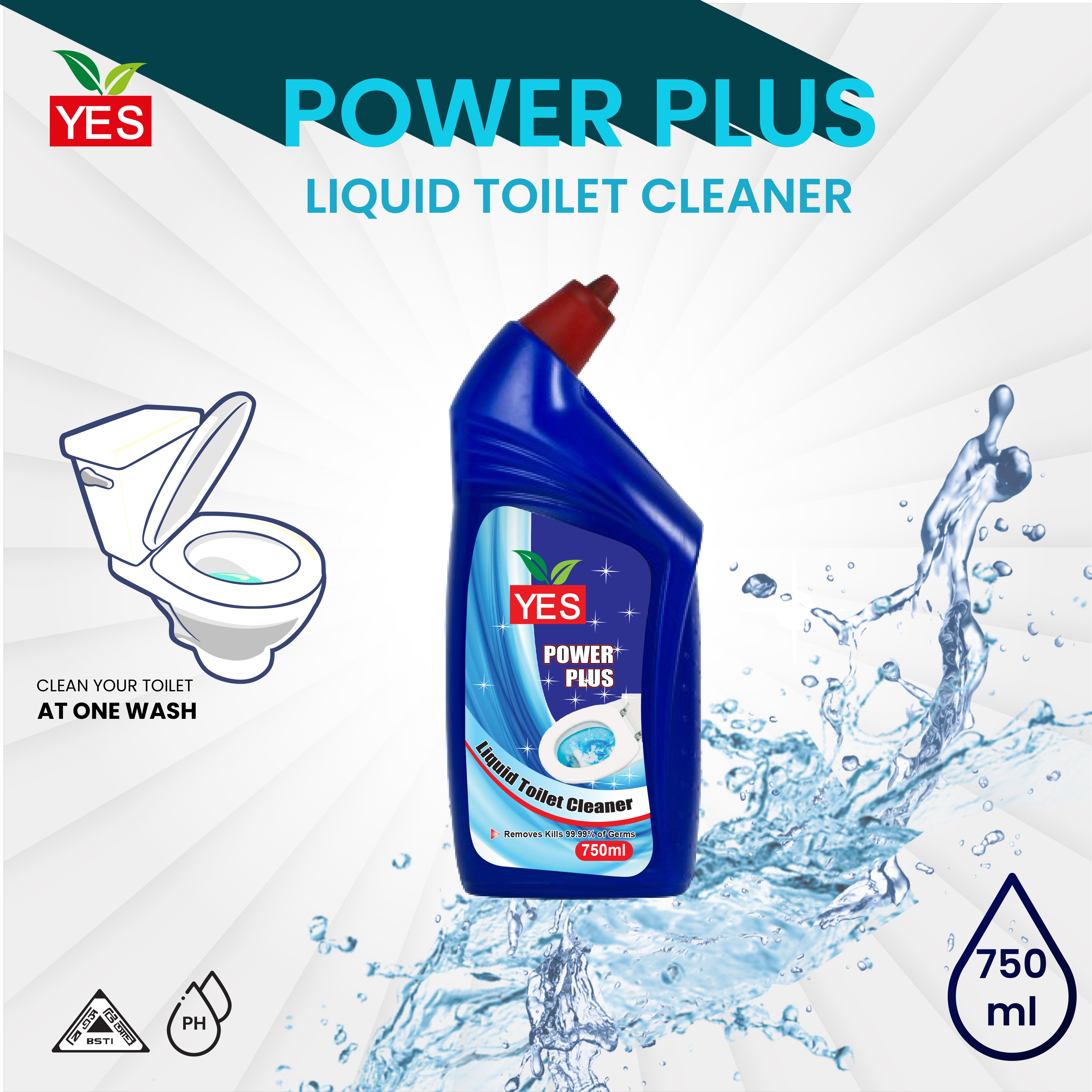 Yes Power Plus Toilet Cleaner Liquid - 750ml