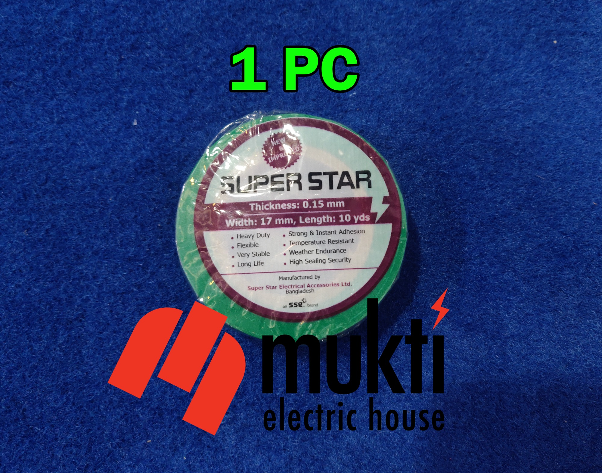Super Star SSG PVC GREEN Tape 17mm Accurate 10 Yards Strong Adhesive Gum Tape DIY Arts Crafts ...