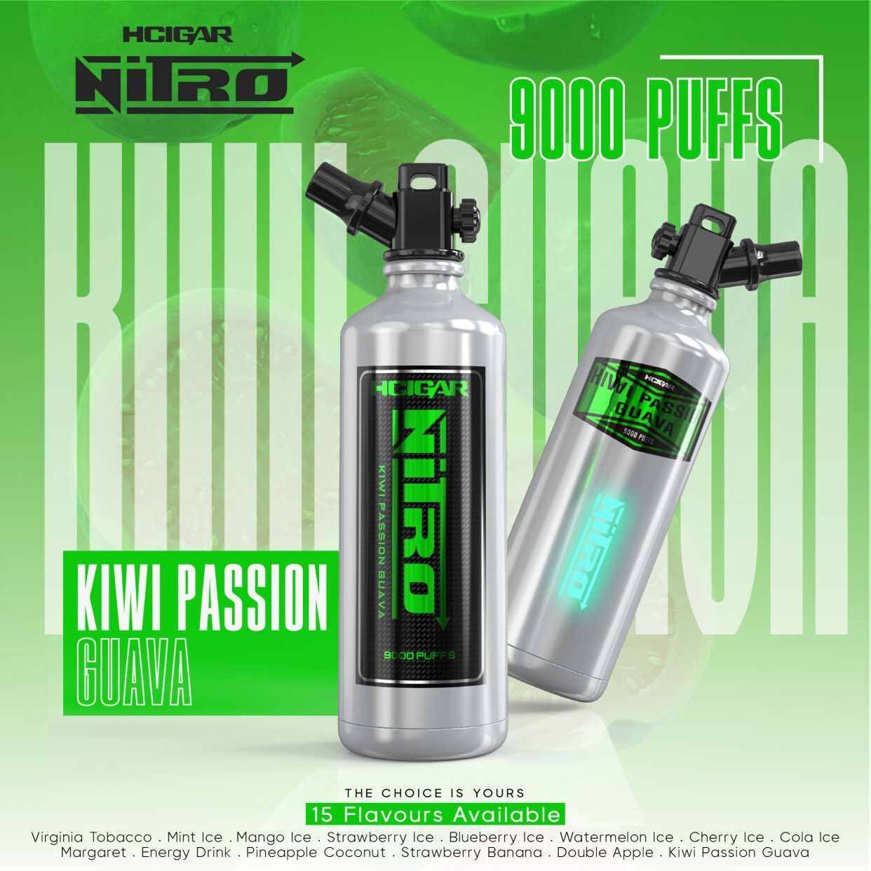 Nitro 9000 Puffs Kiwi Passionfruit Guava Flavour Disposable Vape ...
