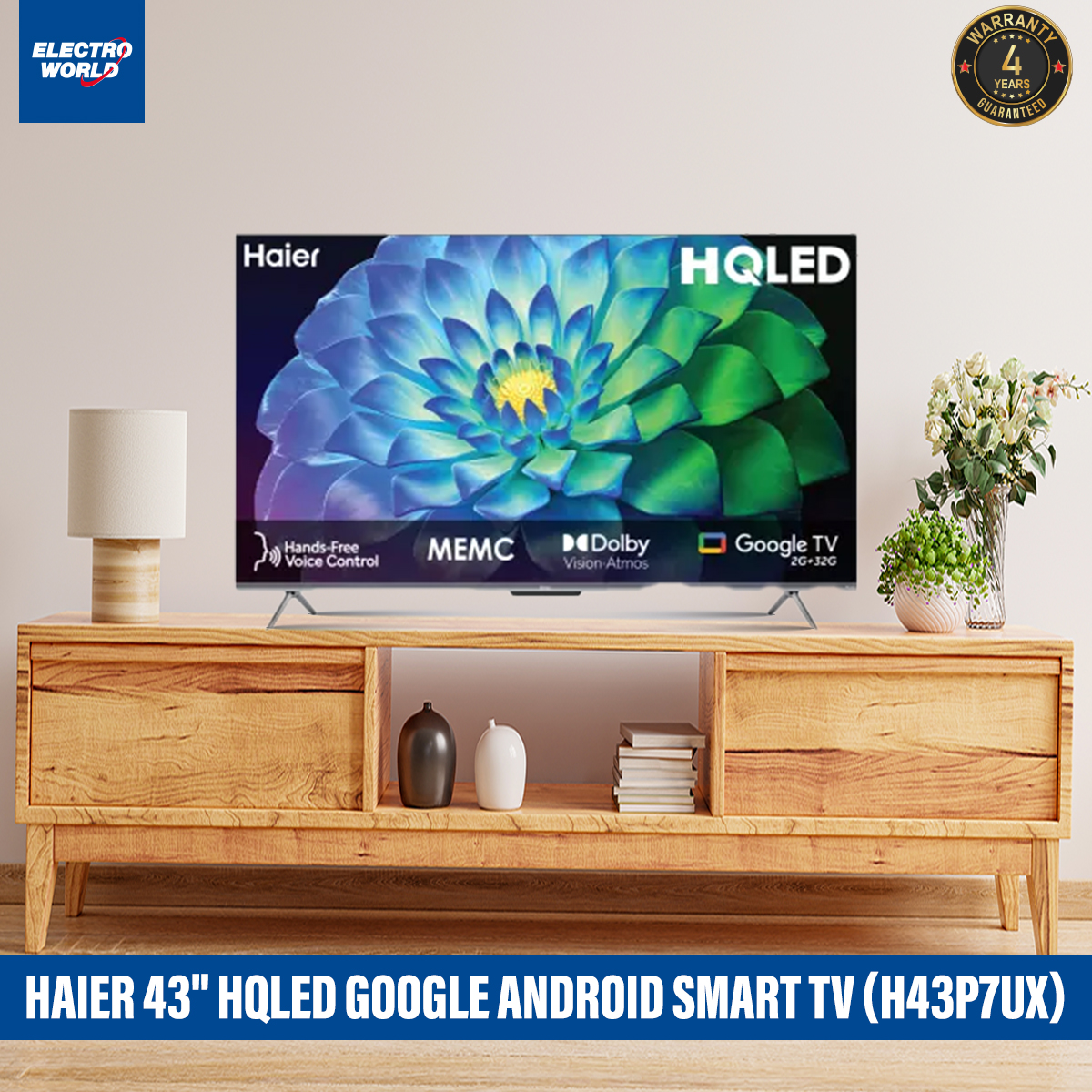 Haier 43" HQLED Google Android Smart TV (H43P7UX) RAM 2 GB 32 GB ...