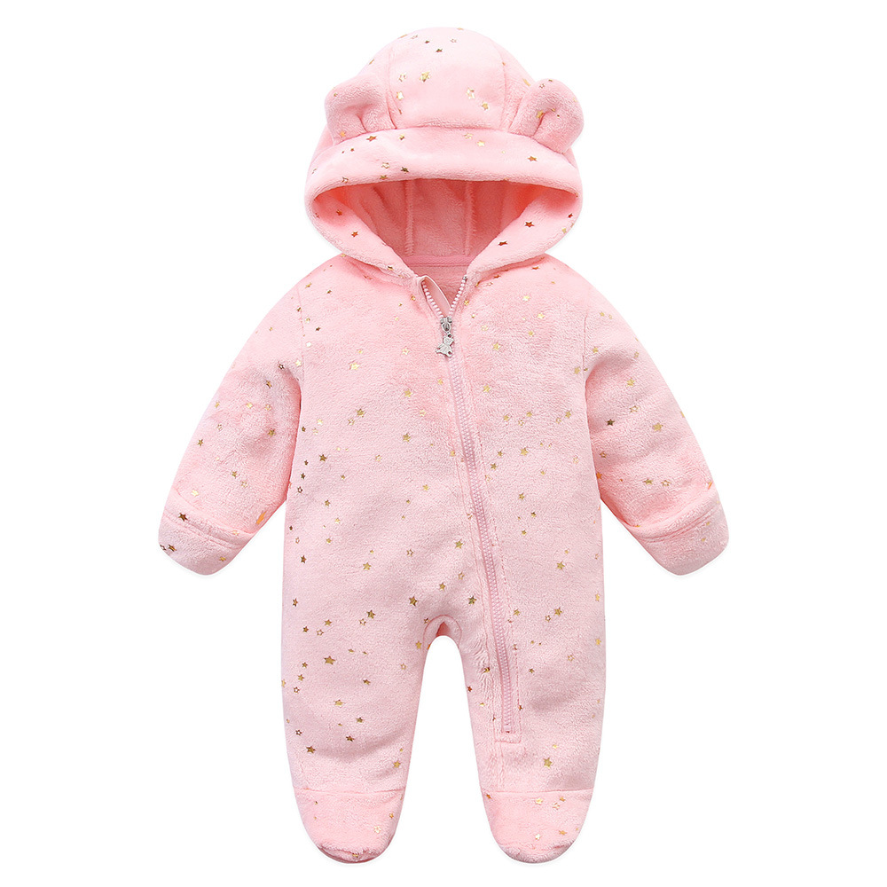 OLEKID 2024 Autumn Winter Newborn Baby overalls Plus Velvet Hooded Kids ...
