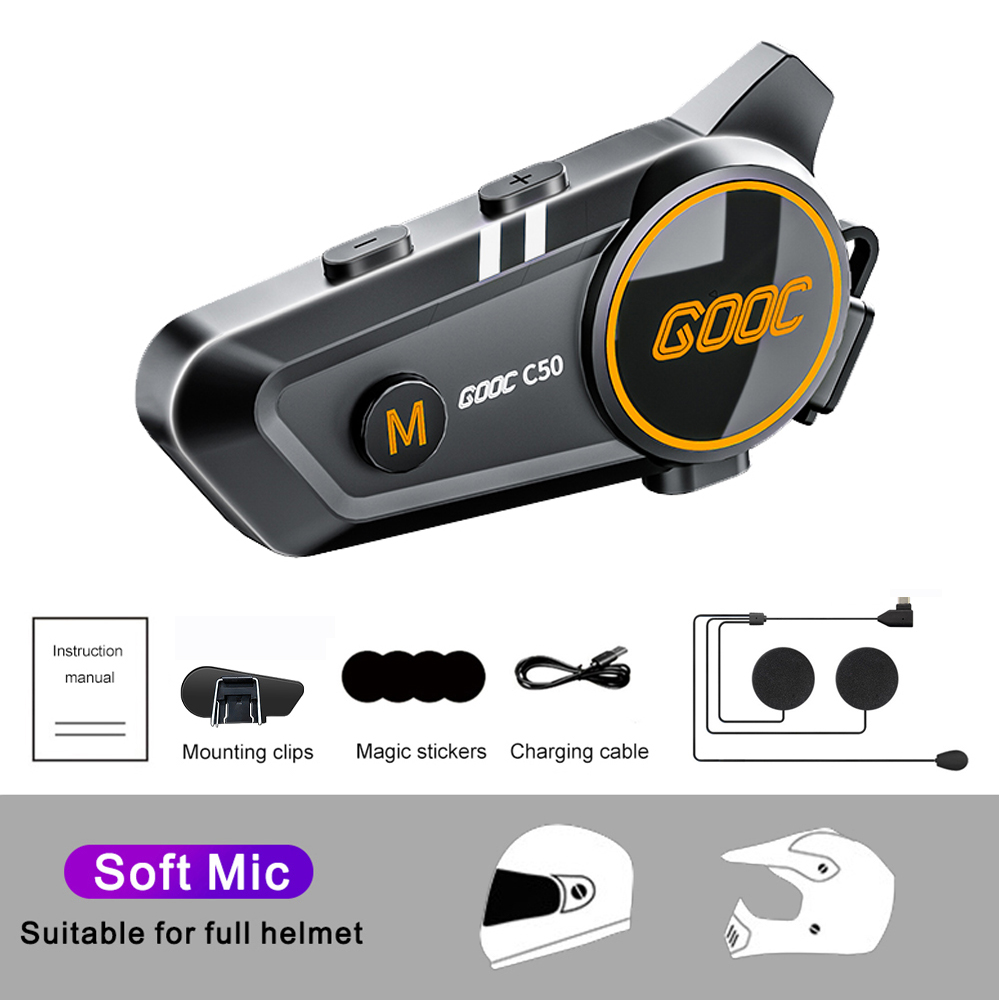 1/2x Bluetooth Motorcycle Intercom Helmet Headset BT5.3 Wireless ...