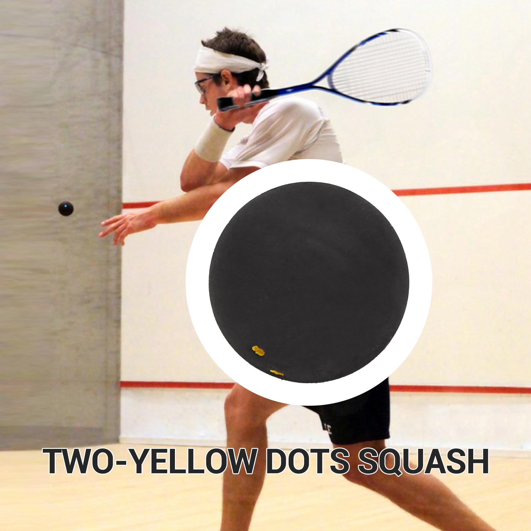 Squash Ball Two-Yellow Dots Low Speed Sports Rubber Balls Professional ...