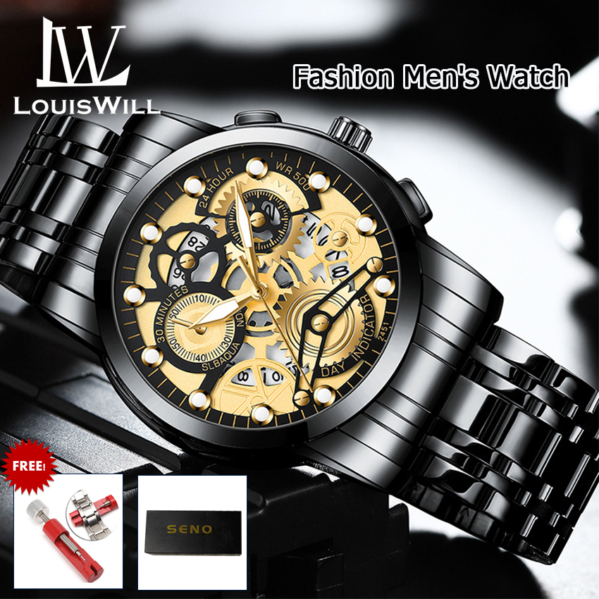 LouisWill Gold Top Brands Men Wristwatches Waterproof Luxury Golden ...