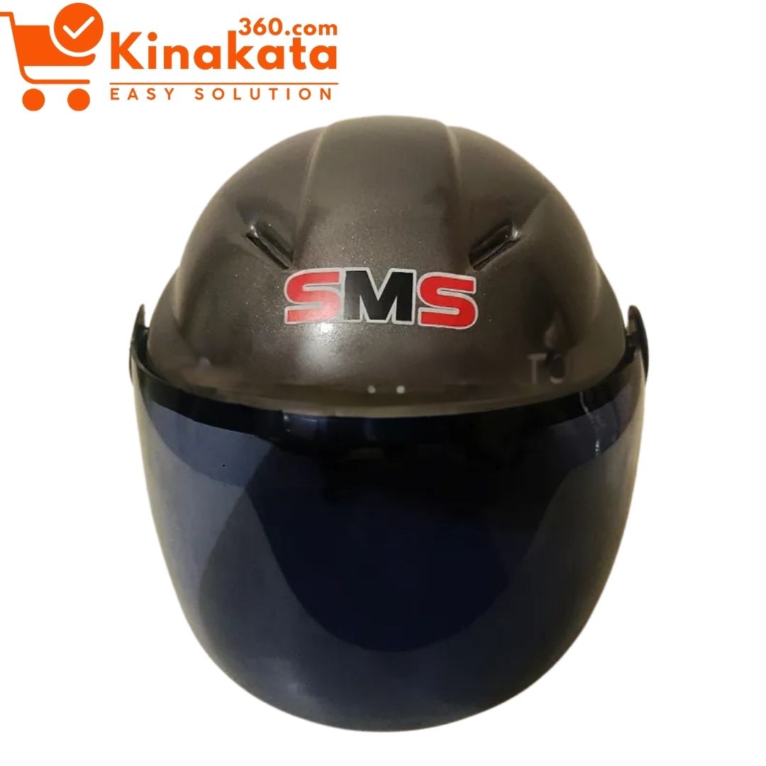 Grey Color Bike Helmet – Pelion SFM Cap Style Half Face Helmet with Sun ...