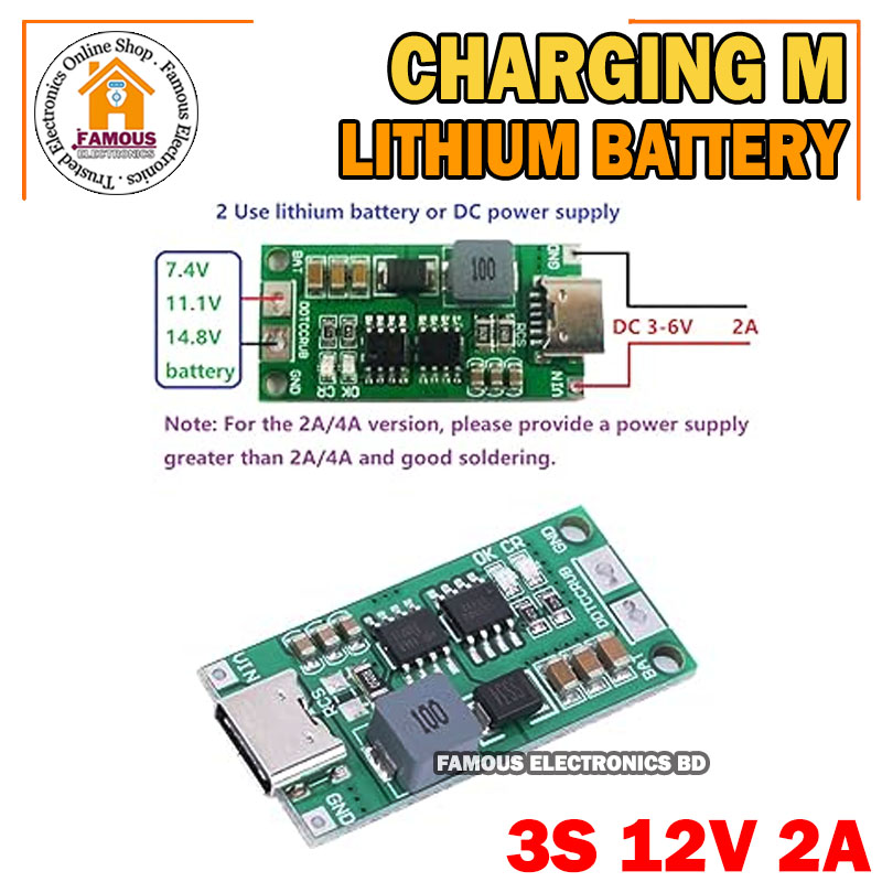 Multi-Cell 3S 2A Type-C To 12.6V Step-Up Boost Lipo- Polymer Li-Ion ...