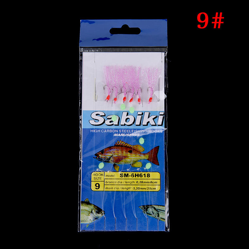 6PCS/Set Long Wire Bait luminous Fishing Lures Line String Carbon Steel ...