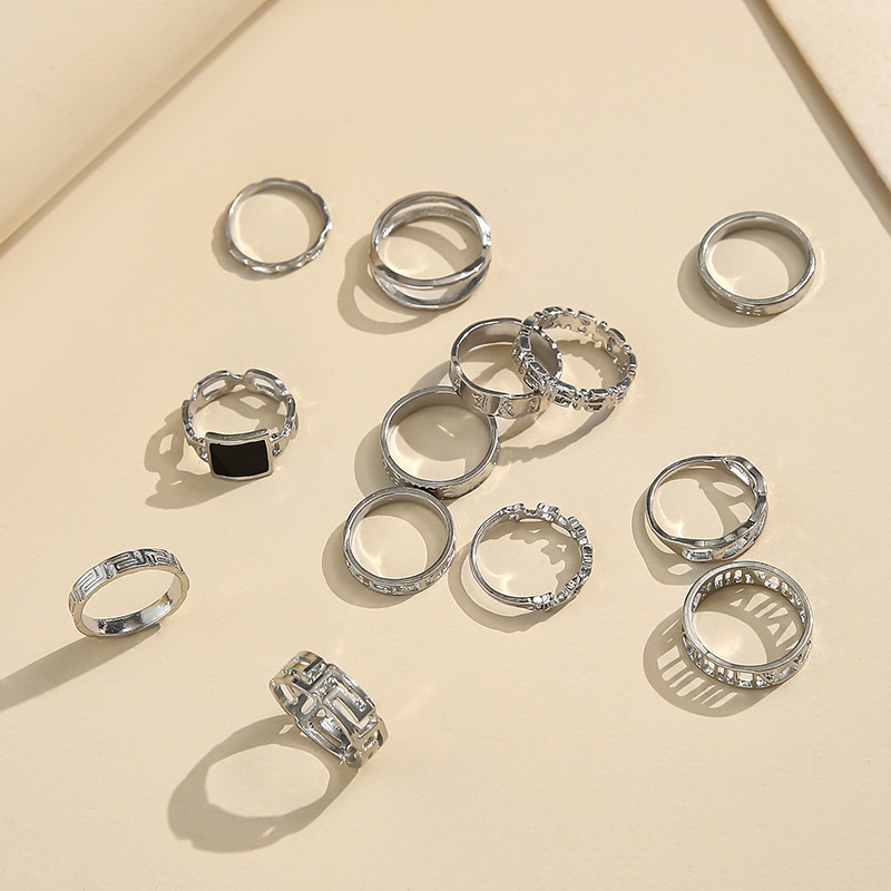 13Pcs/Set Personality Exaggeration Rings Set for Wome Girl Accessories ...