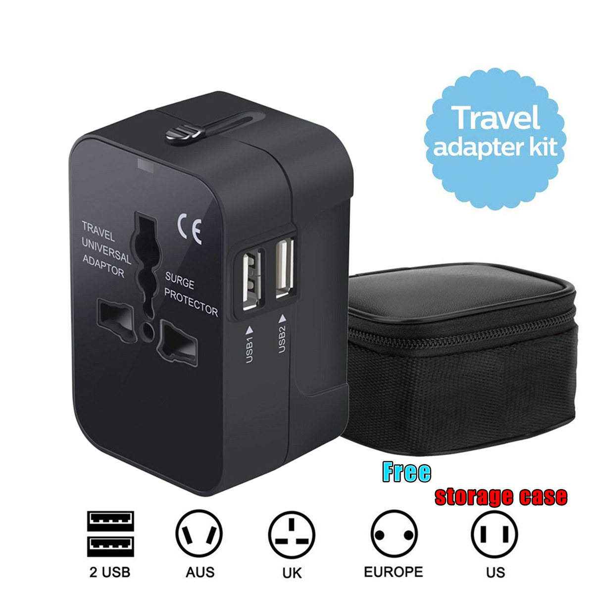 iFlashDeal Multi-Outlets Travel Adapter, All in One International ...