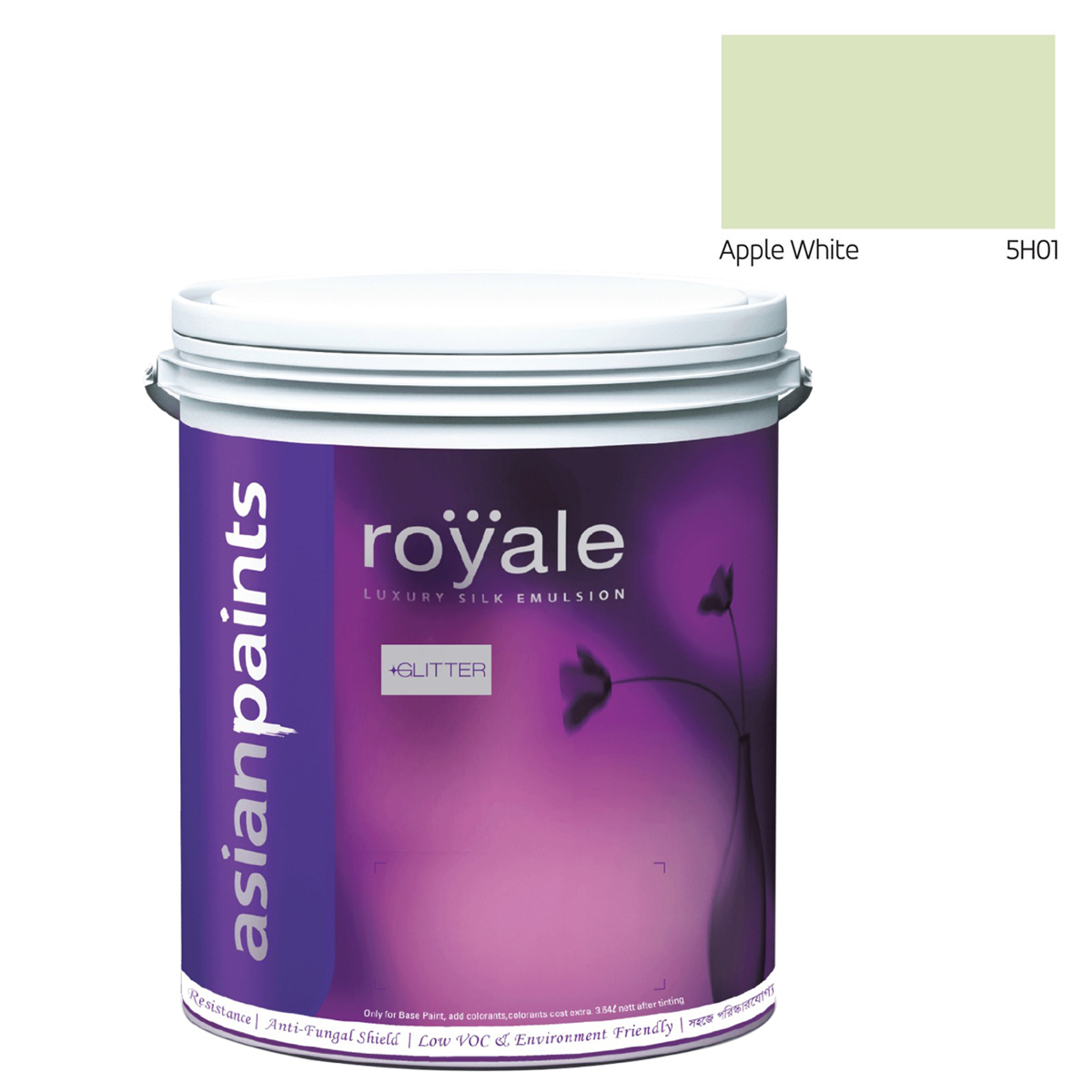Asian Paints Royale Luxury Silk Emulsion Glitter (Silver) - Apple White ...