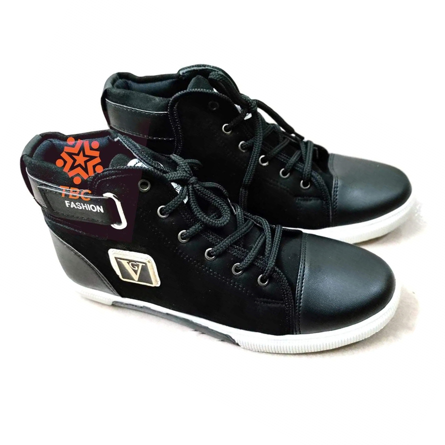 Boots High Neck Mid Caff Golden Black Shoes for Men - Shoes For Men ...