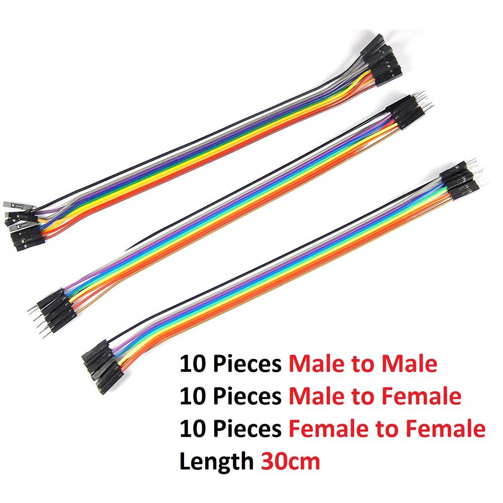 30 Wires Set- Arduino Jumper Connecting Wires Male Female All Types ...