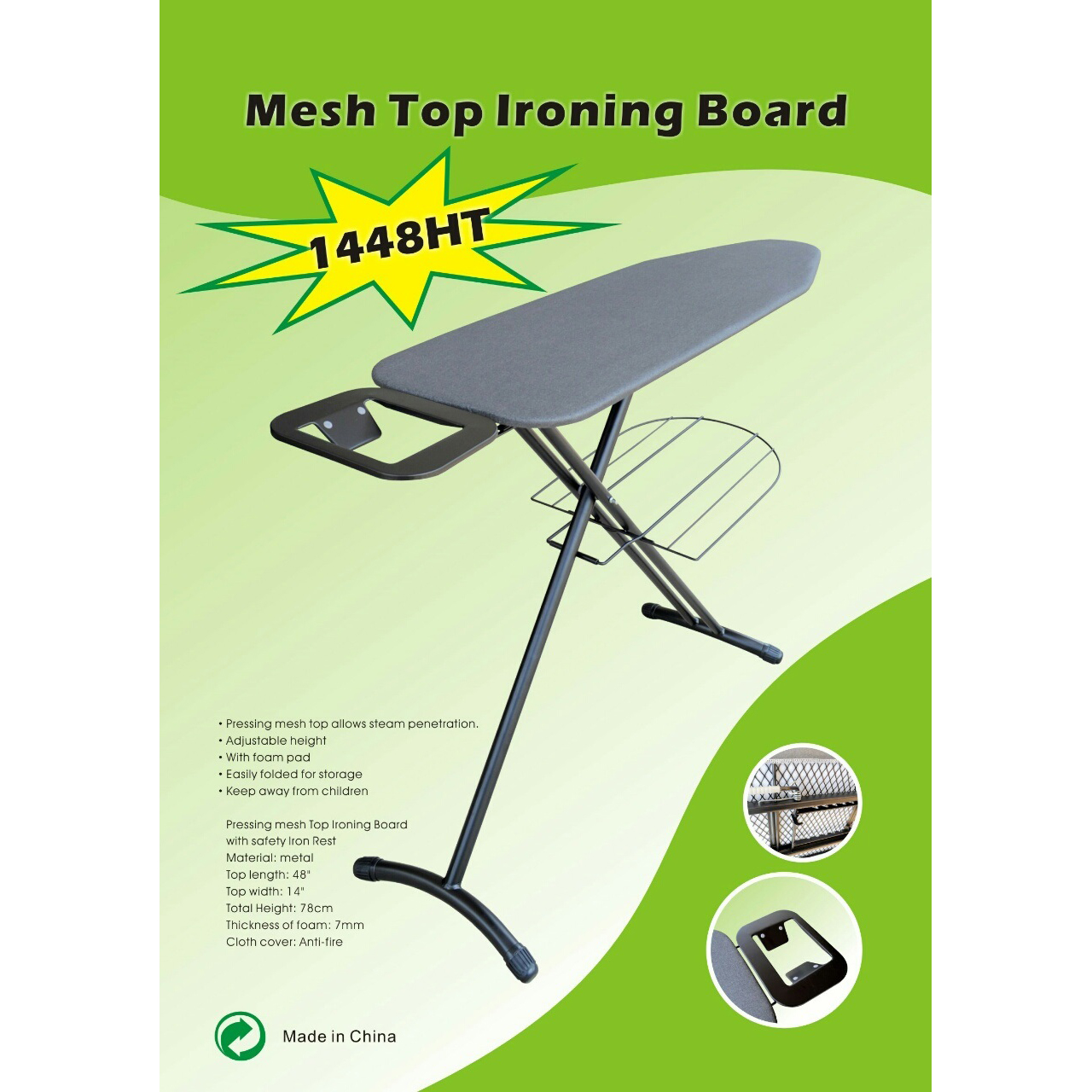 IMPORTED! Mesh Top Ironing Table with Stable Iron Rest, Foldable, Big ...