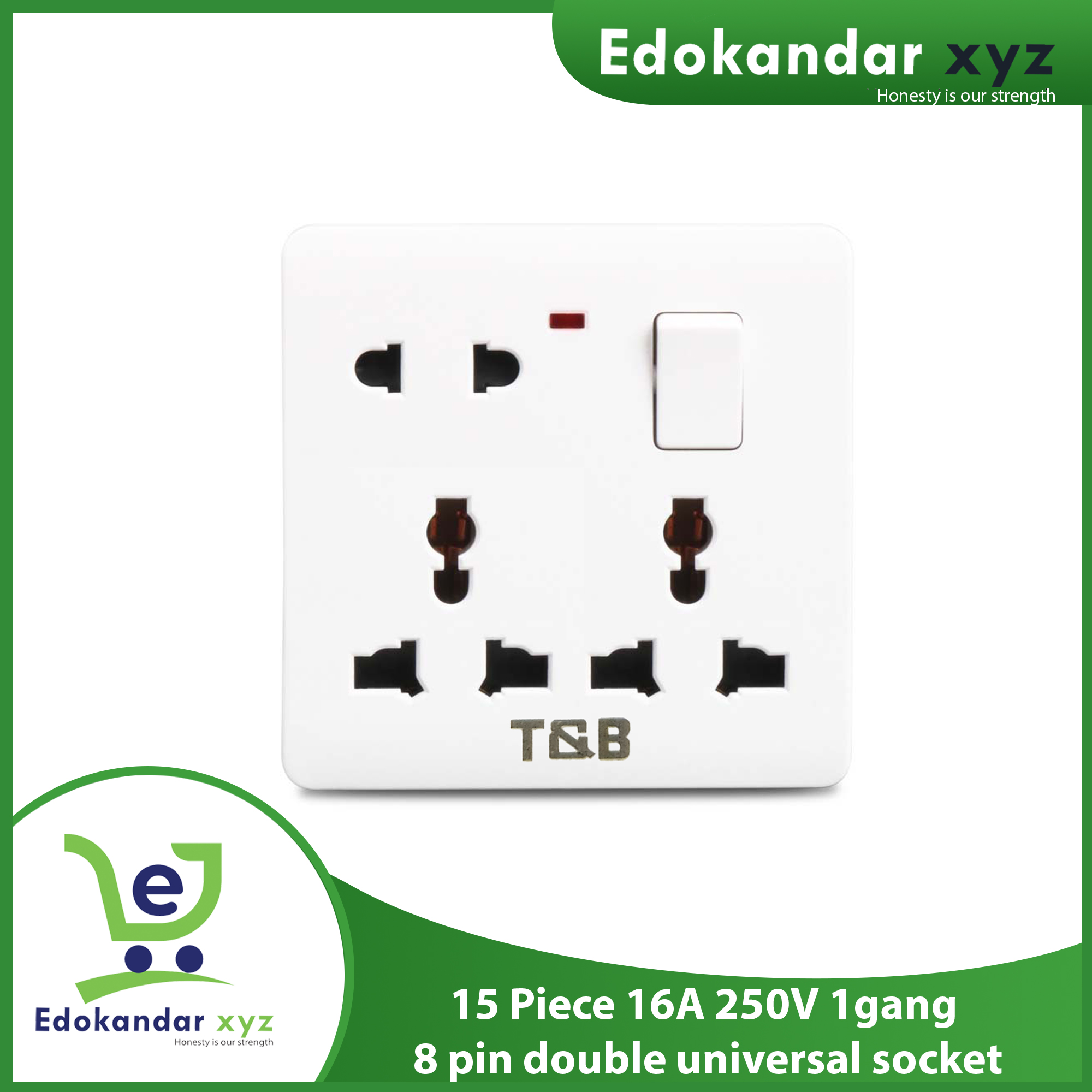 16A 250V 1gang 8 pin double universal socket | Daraz.com.bd