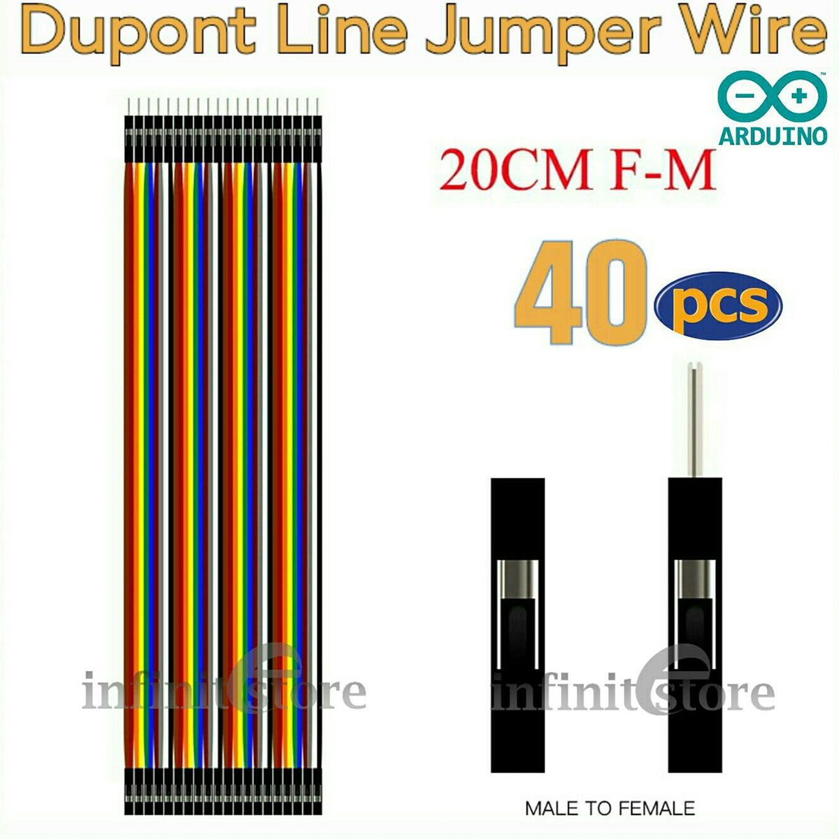 Jumper Wire Male to Female 40 pcs for Uno R3 ESP8266 Breadboard ...