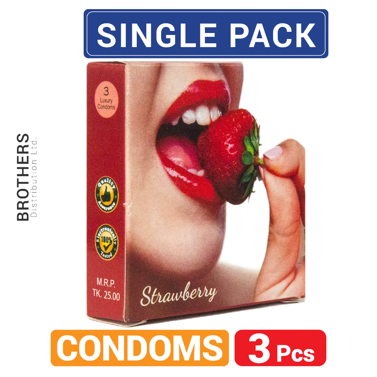 Sensation Super Dotted Strawberry Condoms Single Pack - 3x1=3 pcs Condoms | Daraz.com.bd