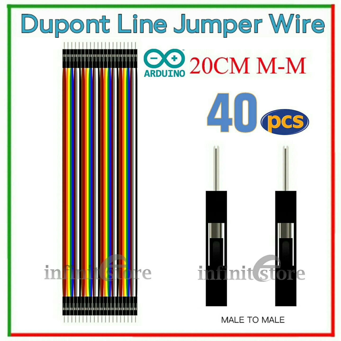 Jumper Wire Male to Male 40 pcs for Uno R3 ESP8266 Breadboard ...