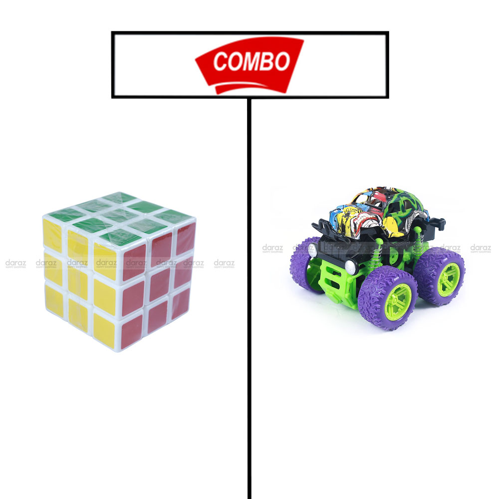 3X3 Rubiq Qube & Plastic Spring Car Combo | Daraz.com.bd