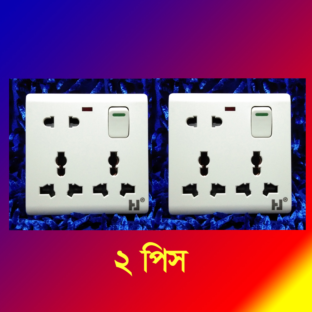 2 PCS. Electric 8 pin wall multi socket with Indicator 3 pin Double & 2 Pin With Switch | Daraz ...