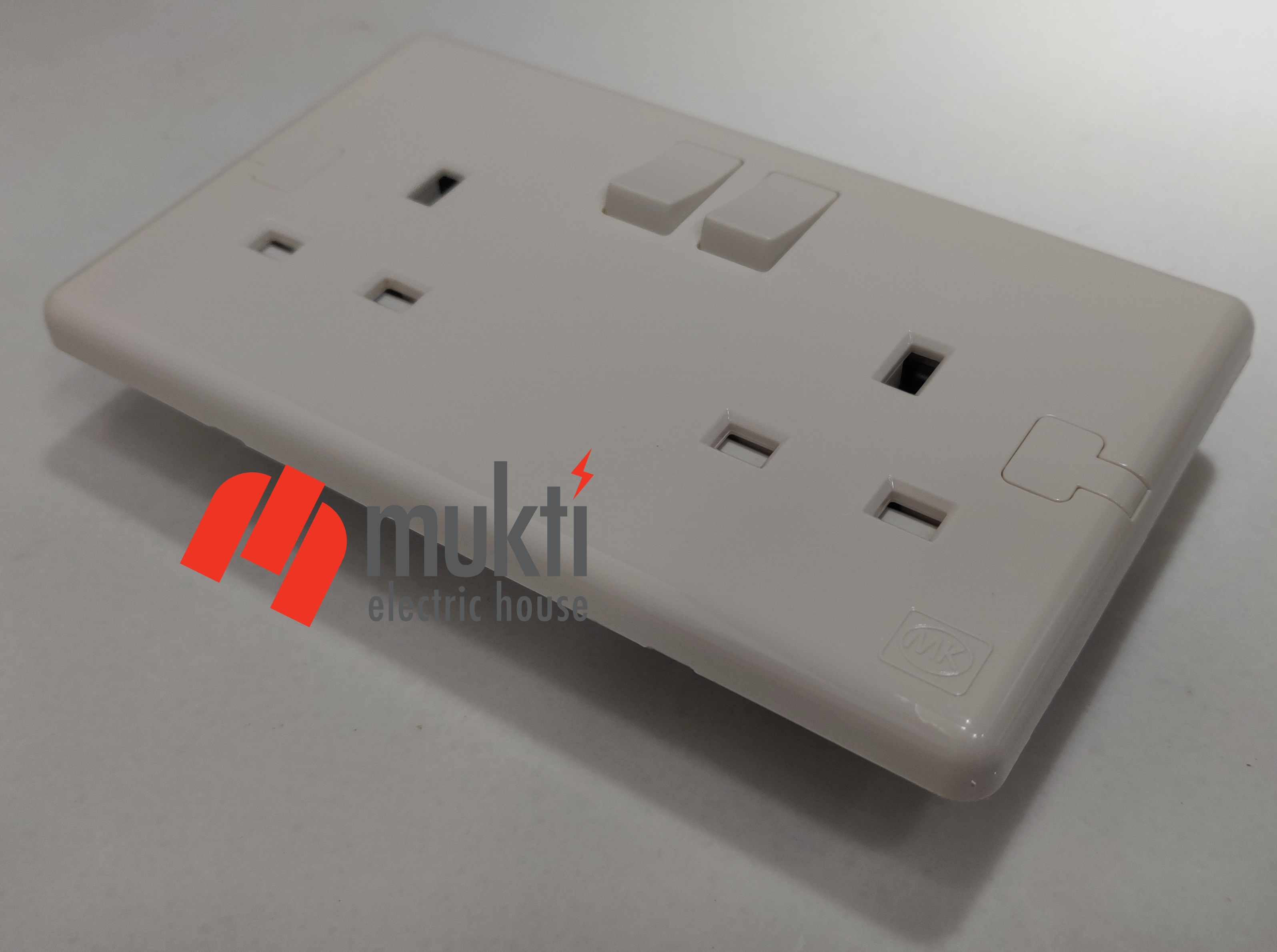 MK Made in Singapore ECORE 13A 3 Pin Flat 2 Gang Dual Outlet Socket ...