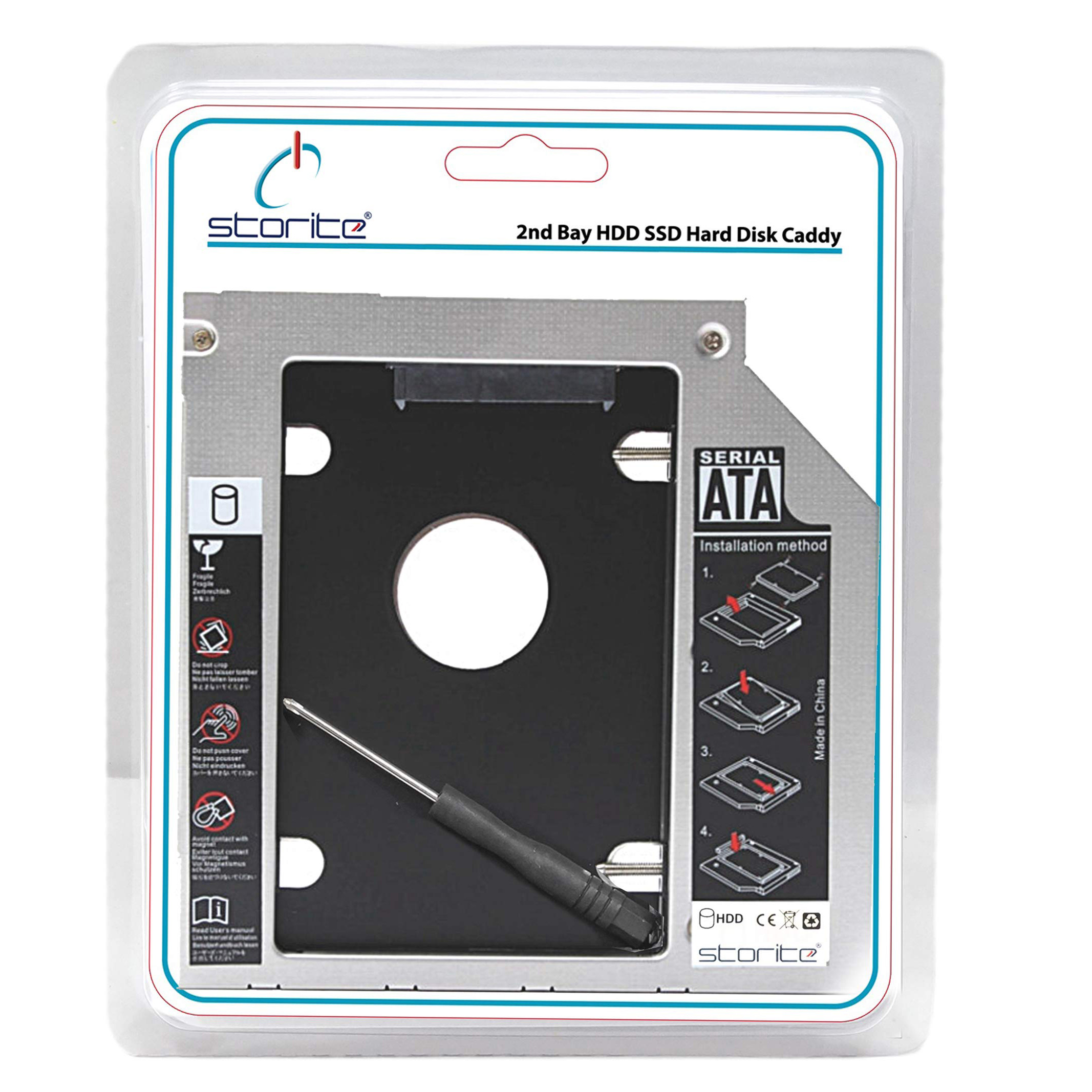 Universal Caddy 9.5mm SATA to SATA 2nd SSD HDD Hard Drive Caddy ...