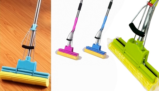 PVA Extendable Mop Double Roller Sponge Foam Rubber Mop Floor Super ...
