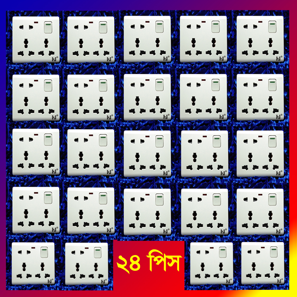 Electric 8 pin wall multi socket with Indicator 3 pin Double & 2 Pin ...